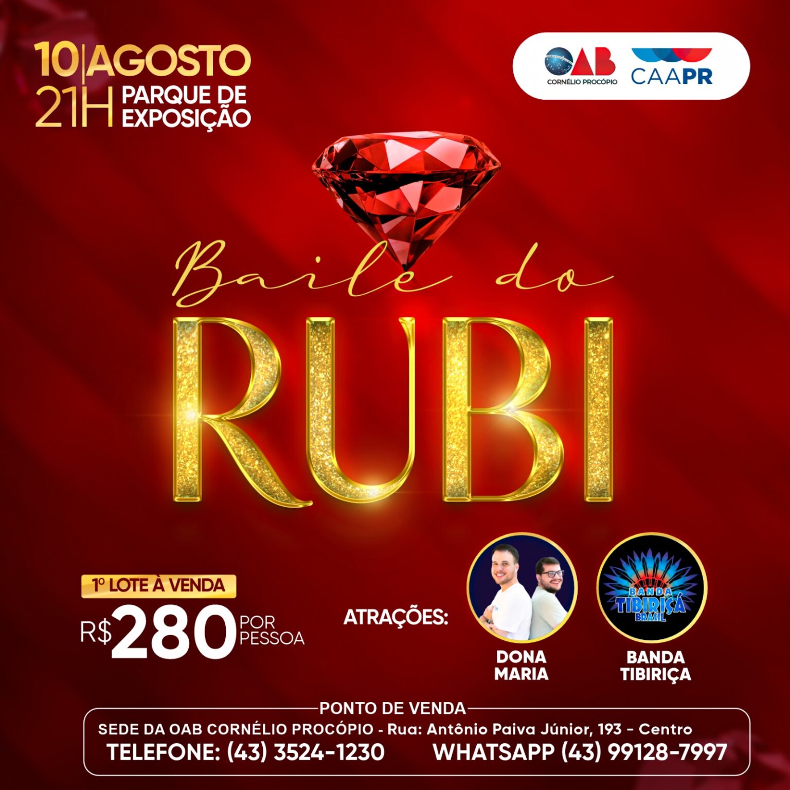 Garanta seu convite para o Baile do Rubi 2024 da OAB Cornélio Procópio - OAB Cornélio Procópio